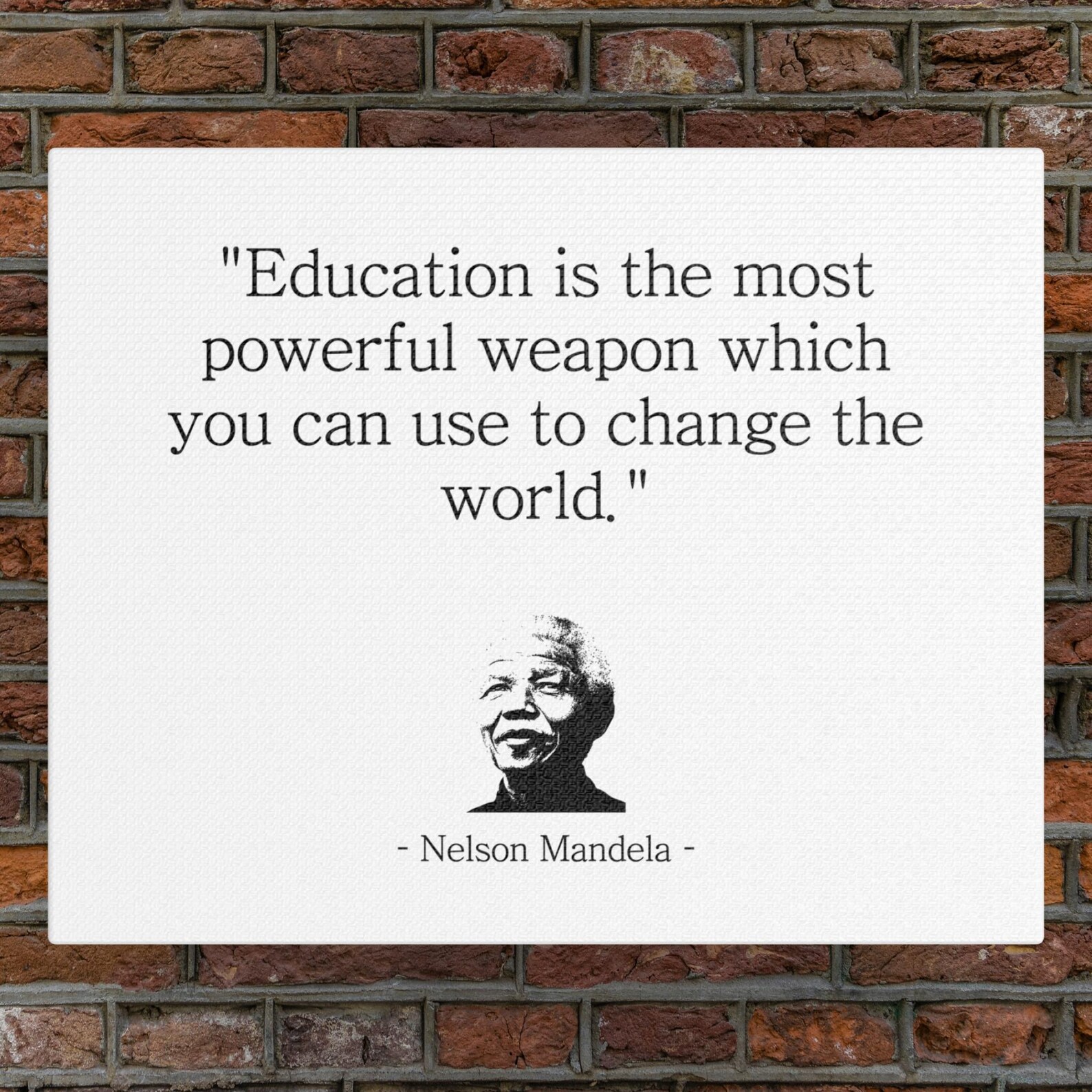 Satin Canvas, Nelson Mandela Quote on Education Wall Art Print ...