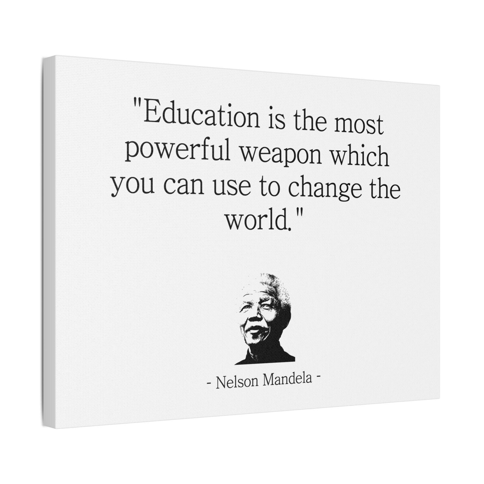 Satin Canvas, Nelson Mandela Quote on Education Wall Art Print ...