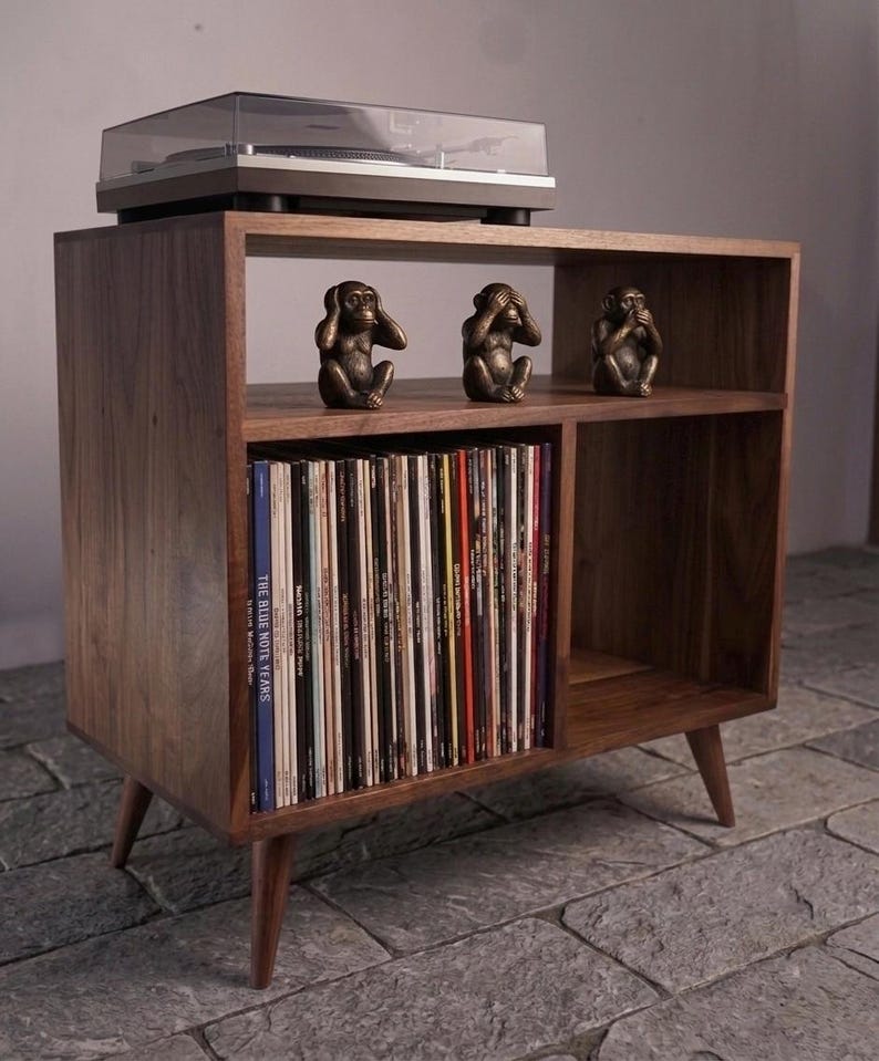 Mid Century Modern Record Player Stand With Vinyl Storage - Handmade ...