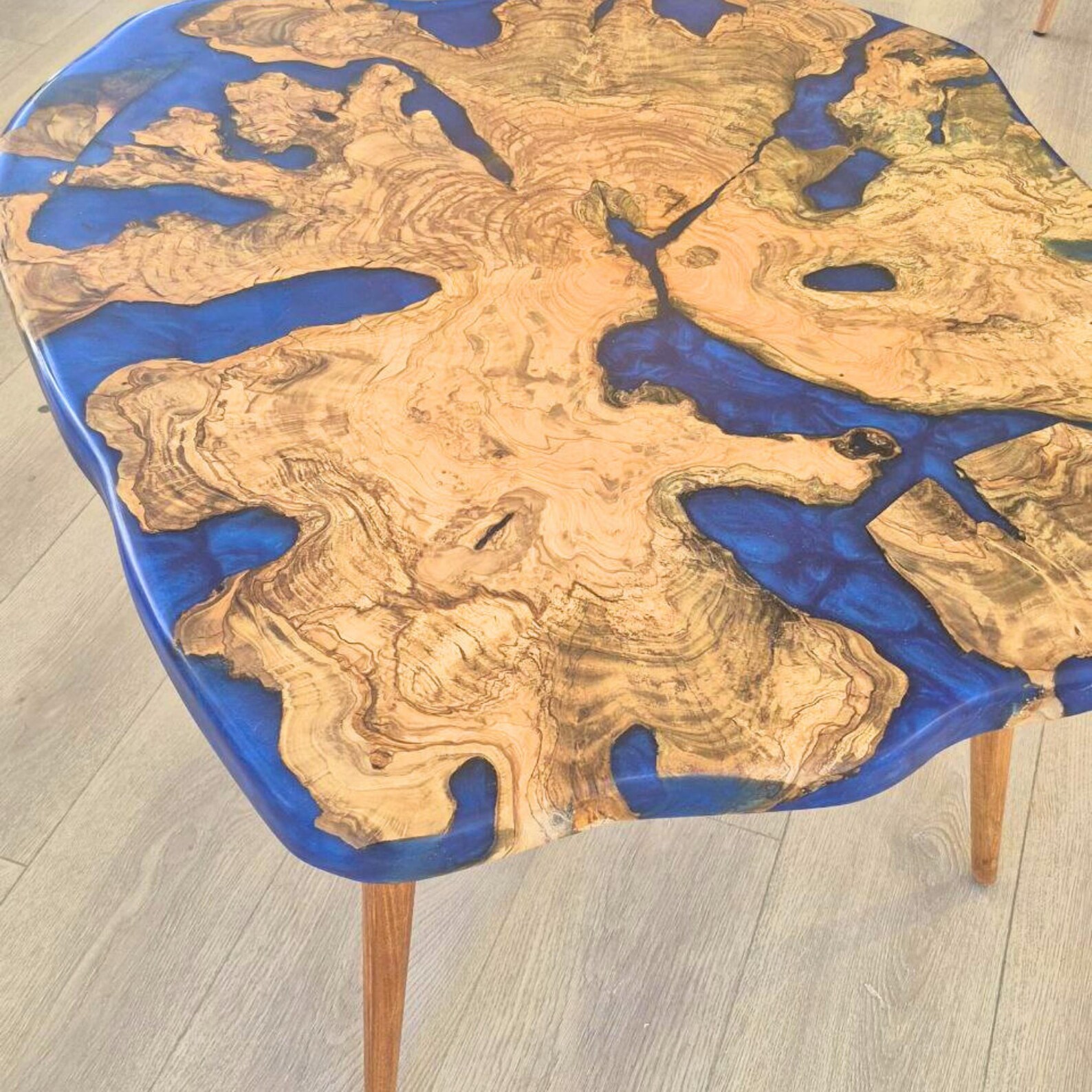 Live Edge Coffee Table With Epoxy Resin Olive Wood, Made to Order ...