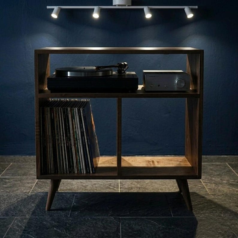 Mid Century Modern Record Player Stand With Vinyl Storage - Handmade ...