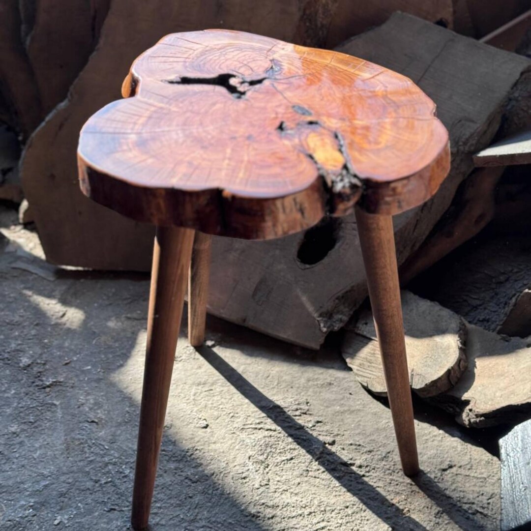 Unique Round Coffee Table, Handmade Live Edge Coffee Table, Modern ...