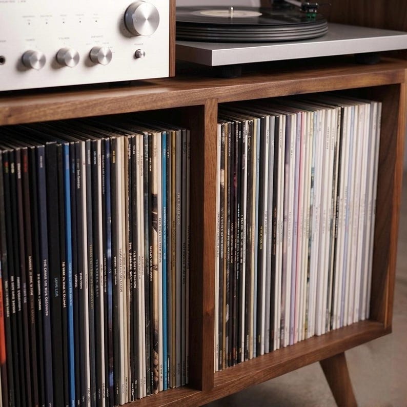 Mid Century Modern Record Player Stand With Vinyl Storage - Handmade ...