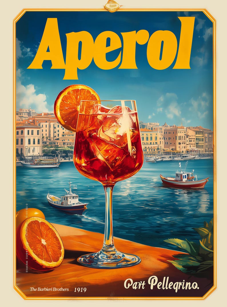 Aperol Spritz Print Signature Drink Sign Cocktail Art Kitchen Wall ...