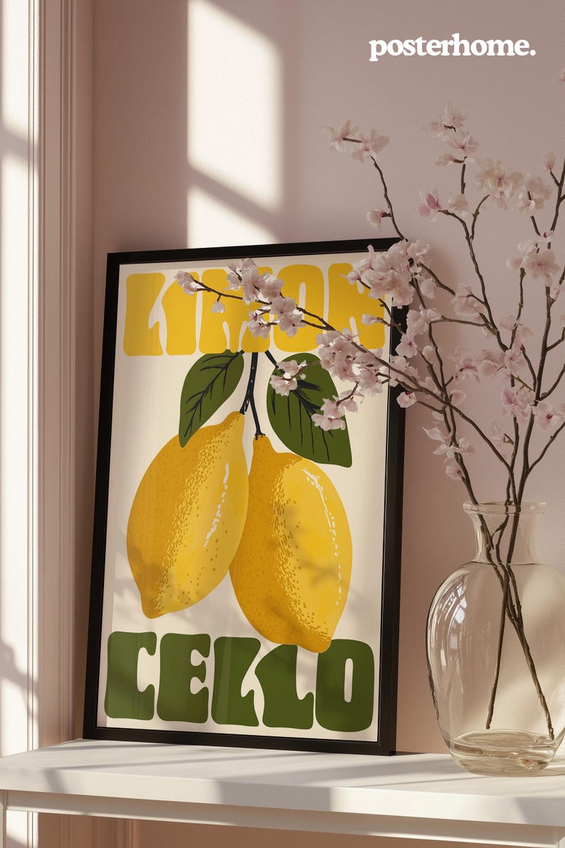 Limoncello Print for Kitchen Colorful Italian Cocktail Poster Lemon ...