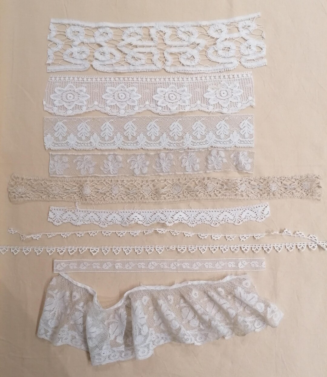 Antique Lace Trims Bundle Various Widths, Neutral Shades Ivory, Beige ...