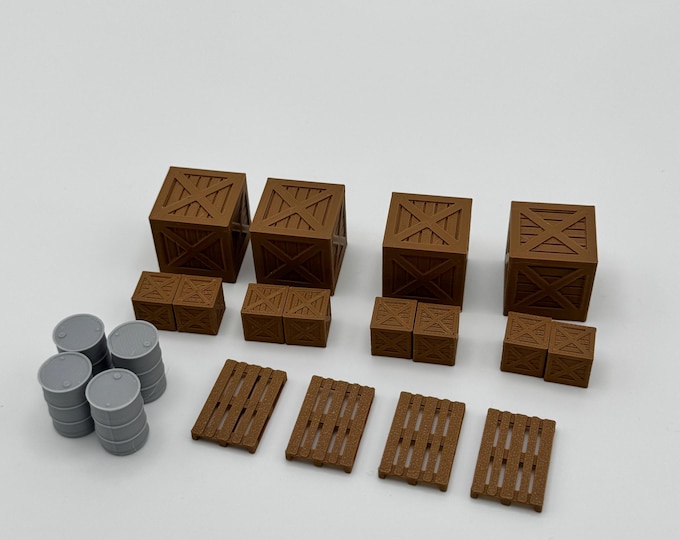 Miniature Set With Boxes, Barrels and Pallets for Tabletop, Model ...