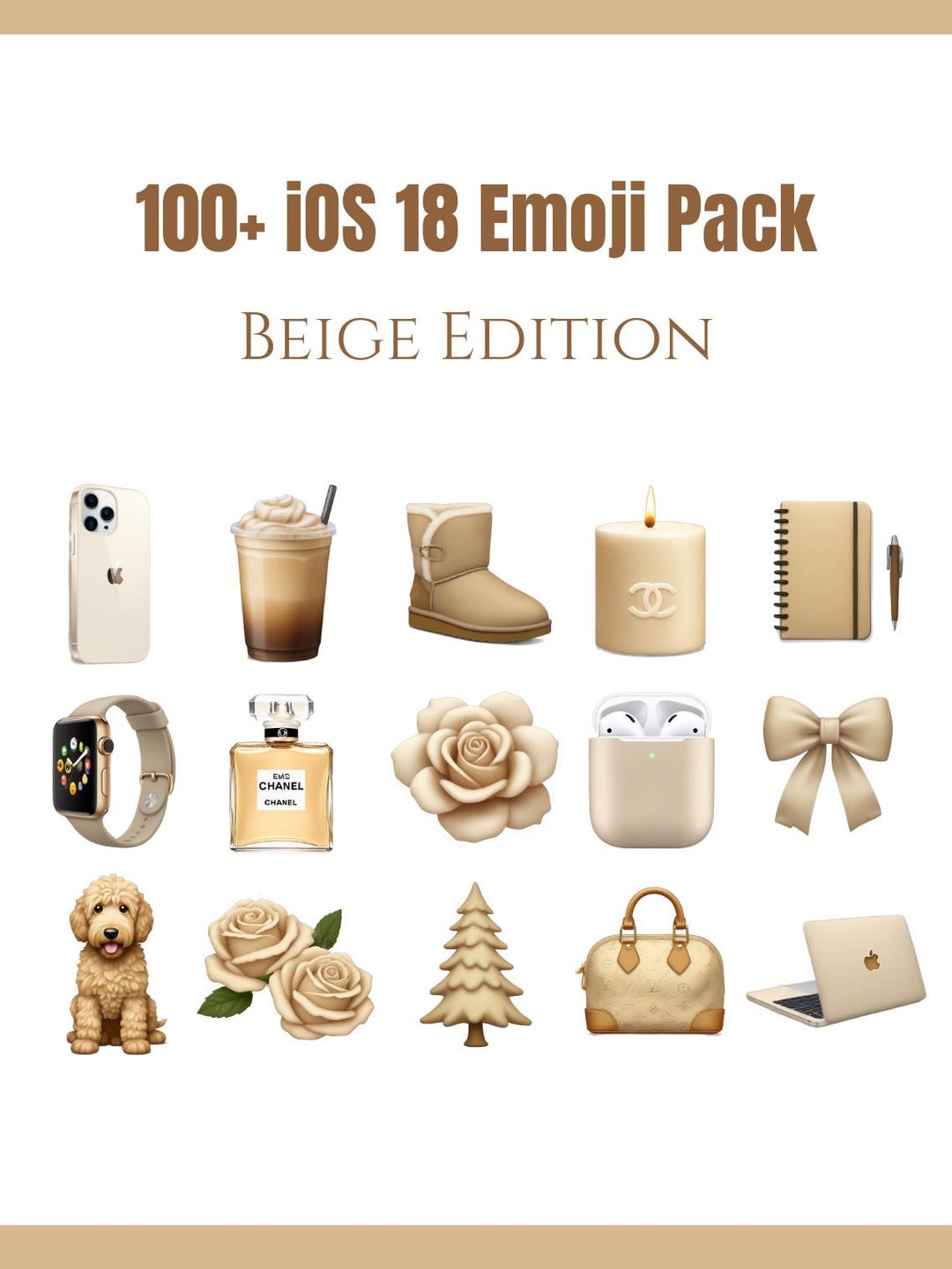 Ios 18 Beige Aesthetic Emoji Sticker Pack | Beige Emoji Luxury Pack ...