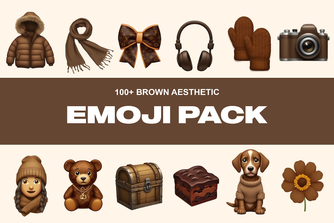 Ios 18 Brown Aesthetic Emoji Sticker Pack | Brown Emoji Luxury Pack ...