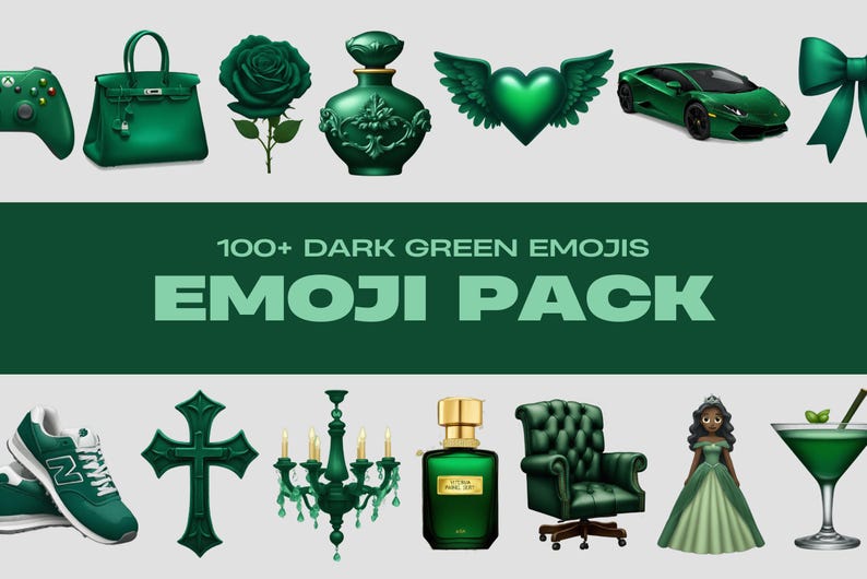 Ios 18 Dark Green Aesthetic Emoji Sticker Pack | Forrest Green Emoji ...