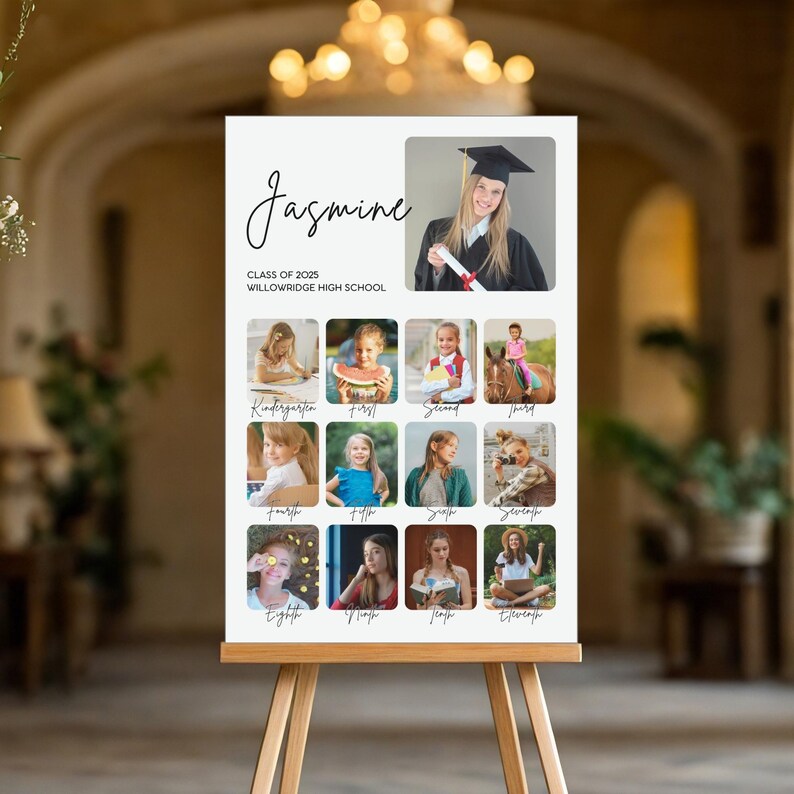 K-12 Graduation Photo Collage Template, Printable High School Graduate ...