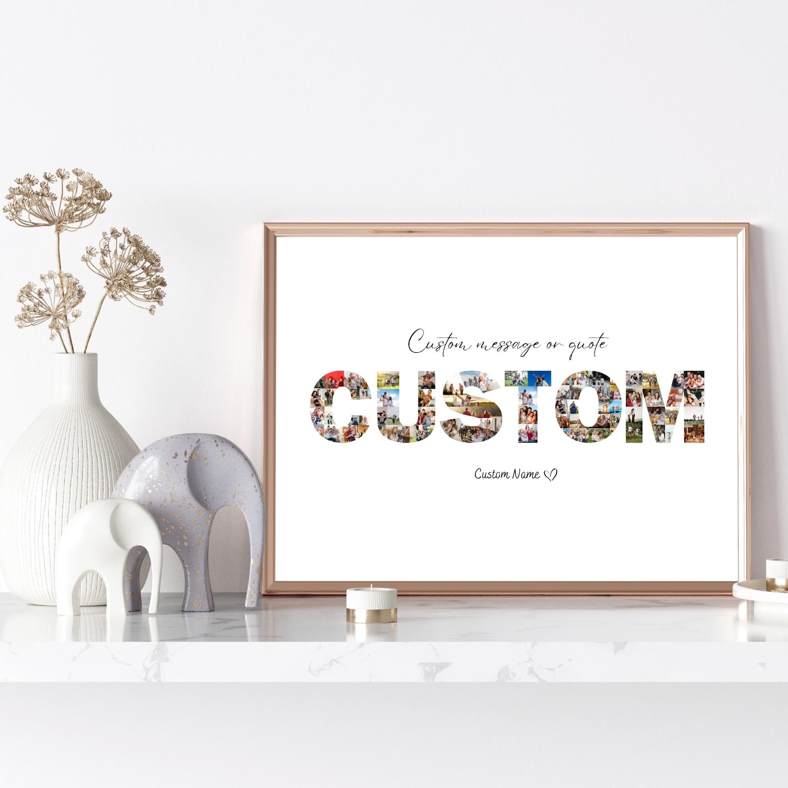 Custom Name Picture Collage, Personalized Text Photo Collage, Custom ...