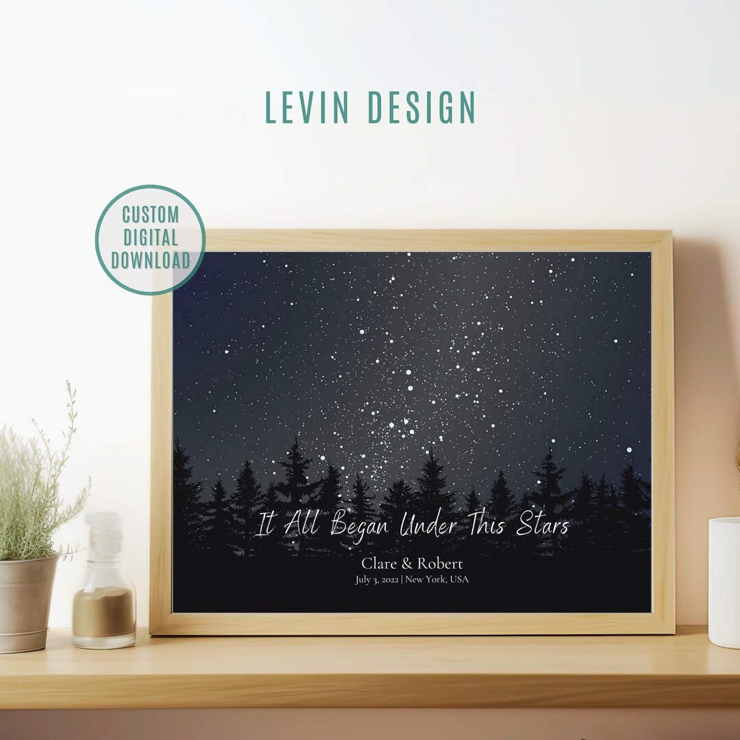 Custom Star Map by Date, Night Sky Print, Personalized Star Chart, Star ...