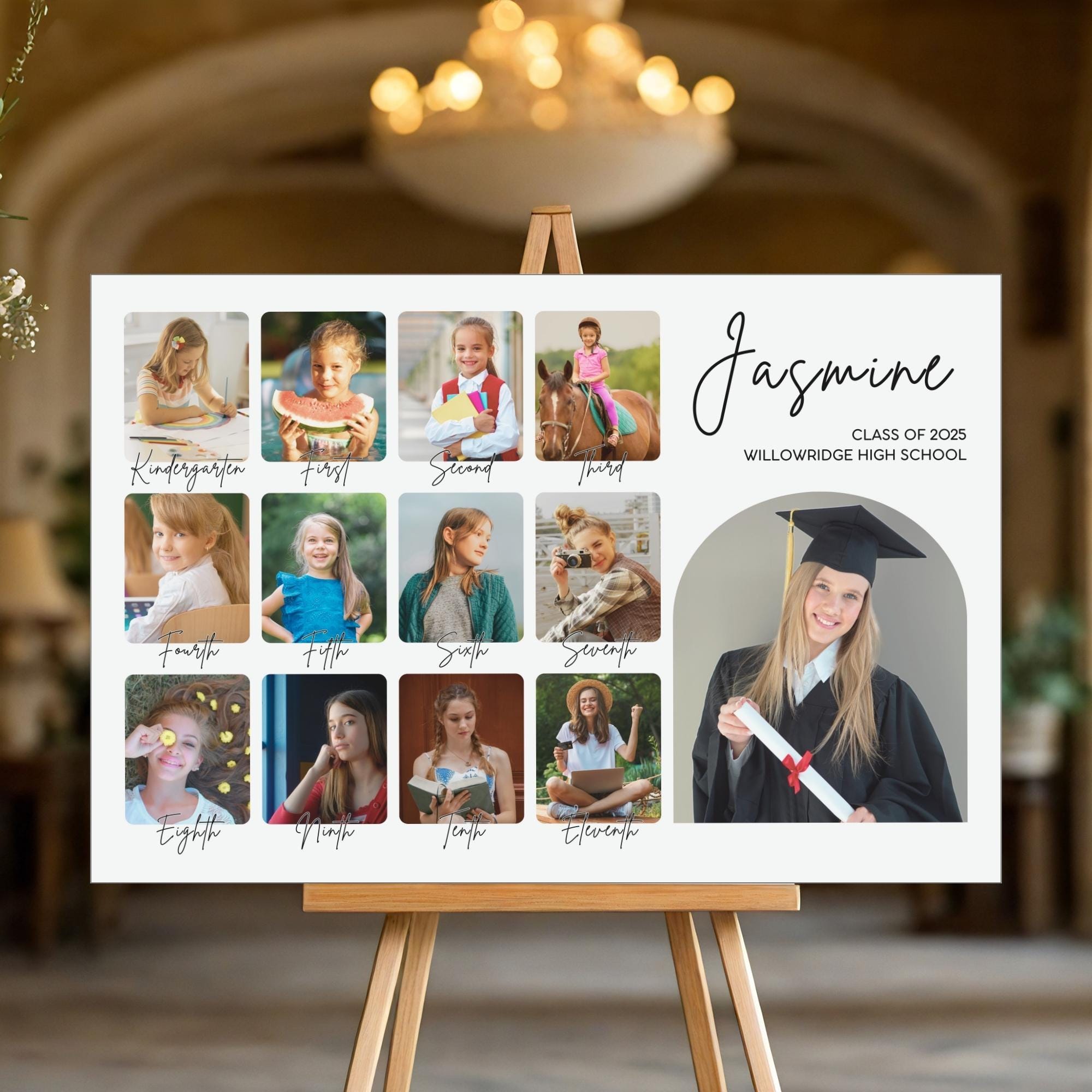 K-12 Graduation Photo Collage Template, Printable High School Graduate ...
