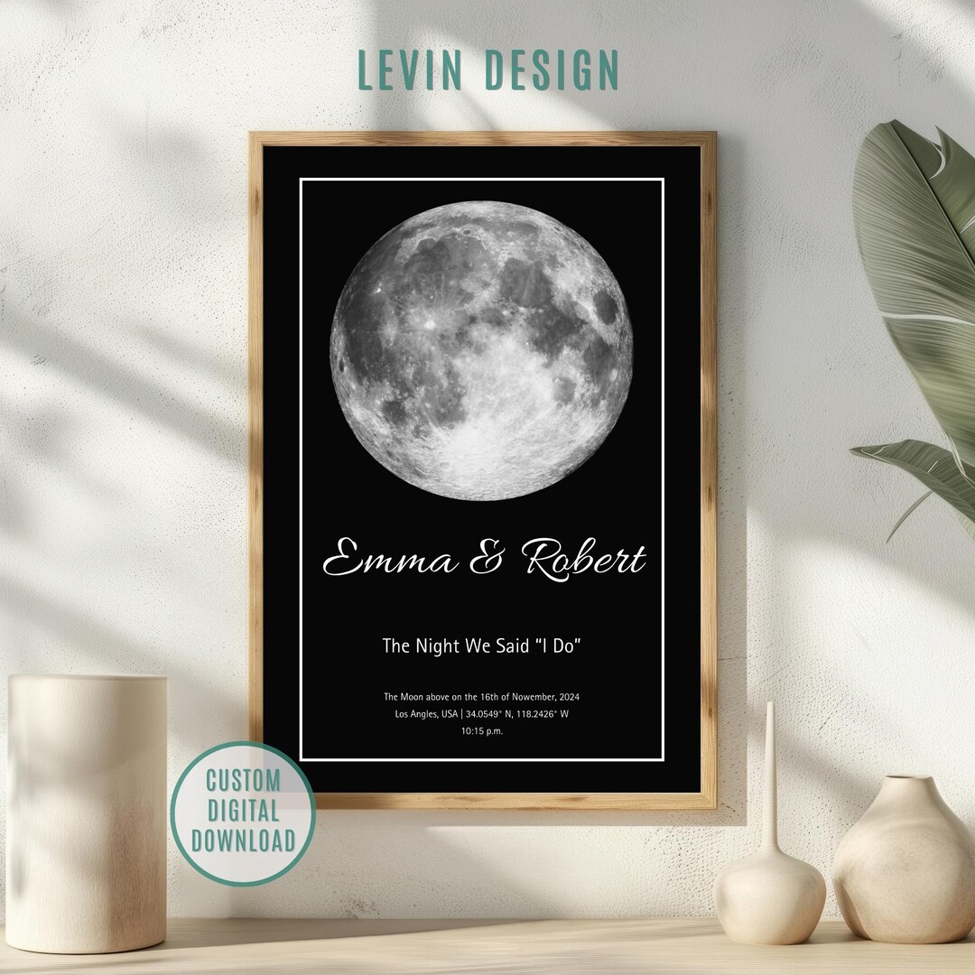 Personalized Moon Phase Print, Custom Starry Night Gift (digital ...