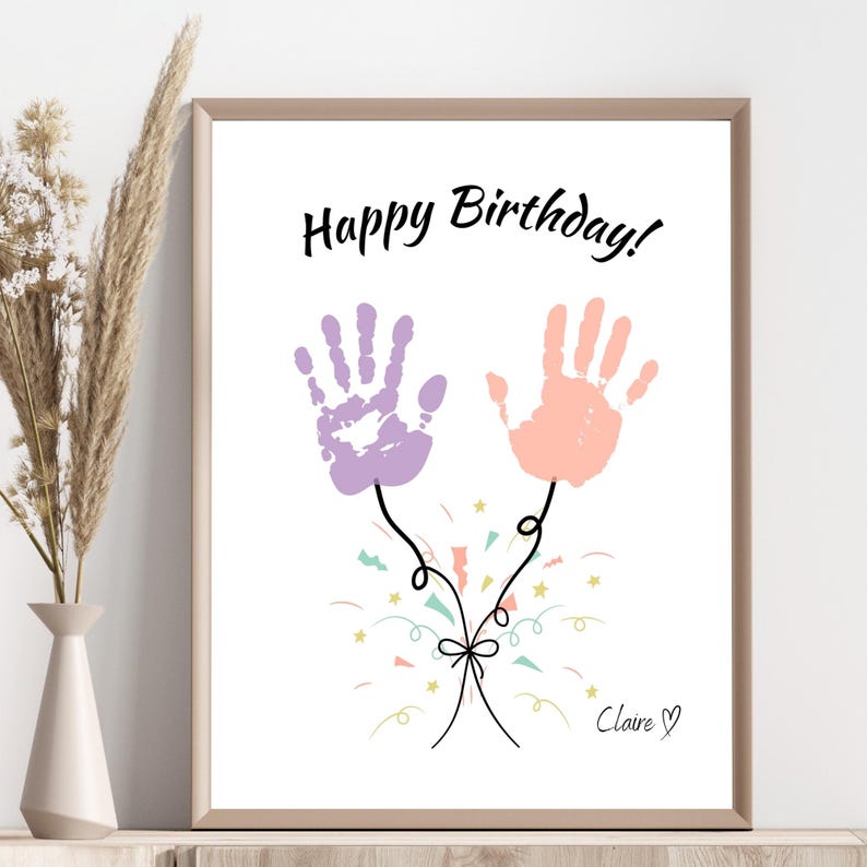 Handprint Balloons Birthday Card, Father's Day Balloons Handprint ...