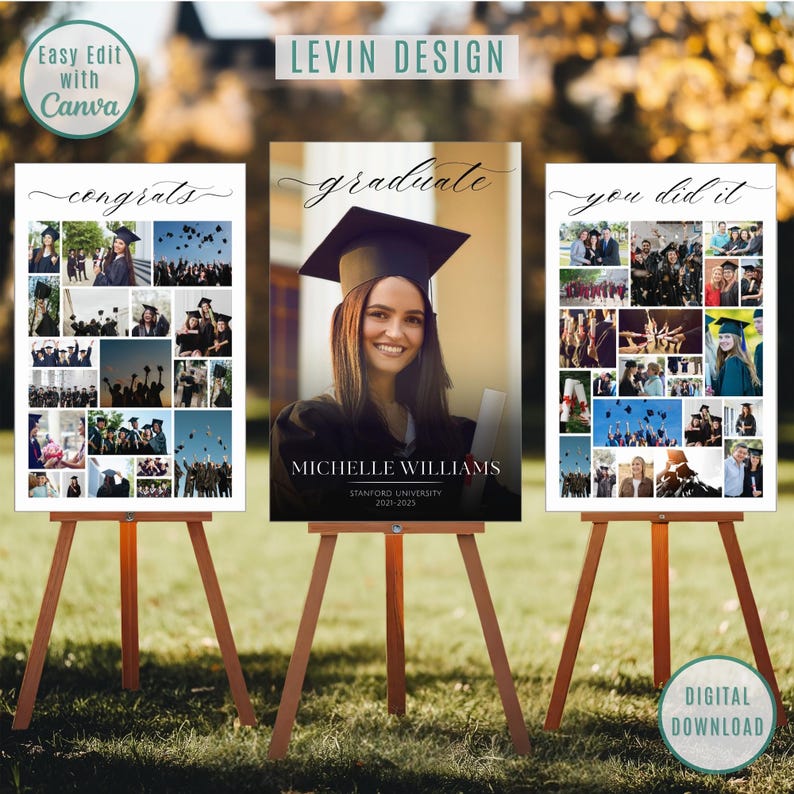 Graduation Photo Collage Template, Graduation Welcome Sign, Graduation ...