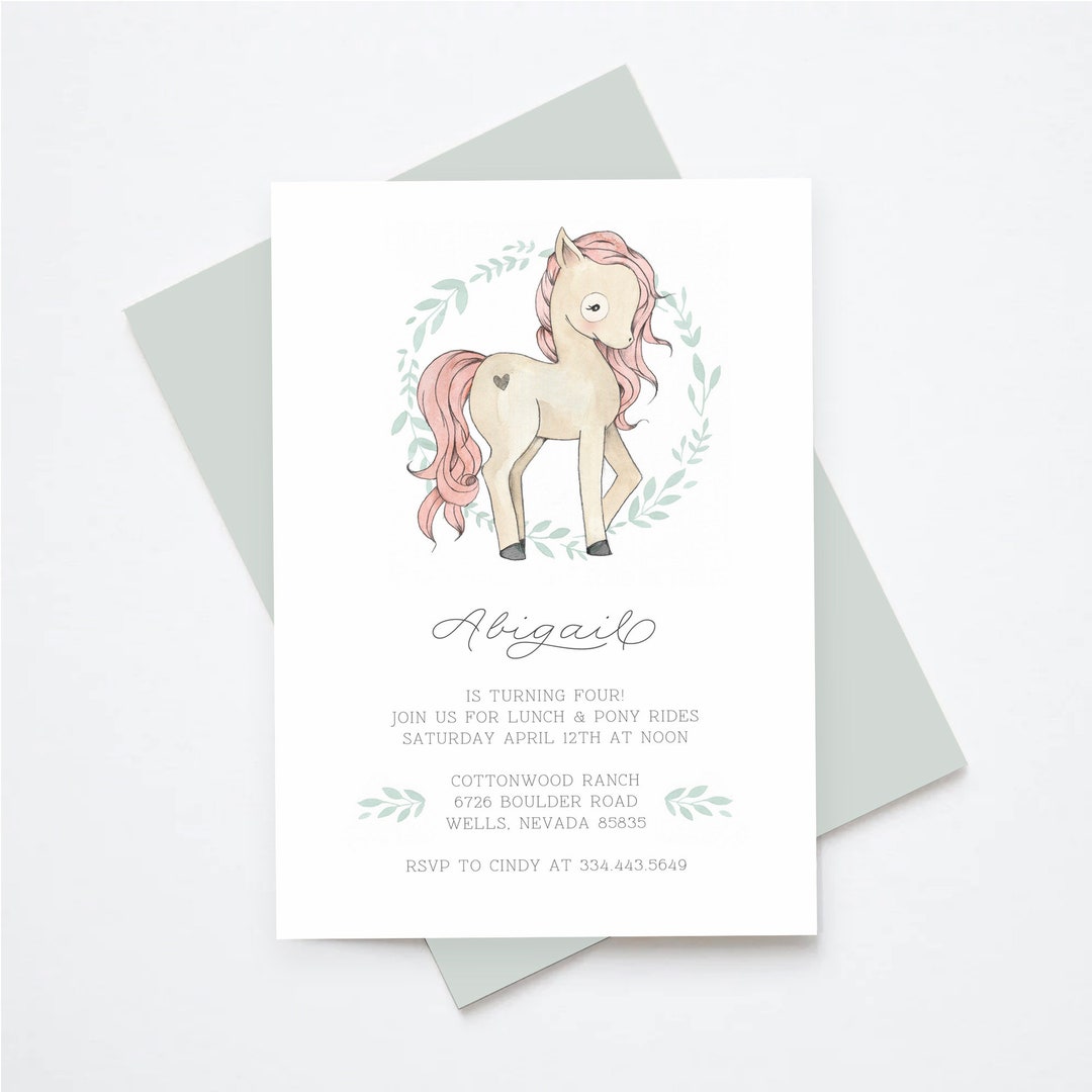 Pony Birthday Party Invitation - Etsy