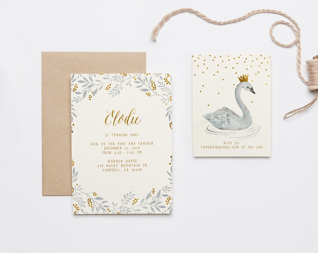 Swan Invitation Set - Etsy