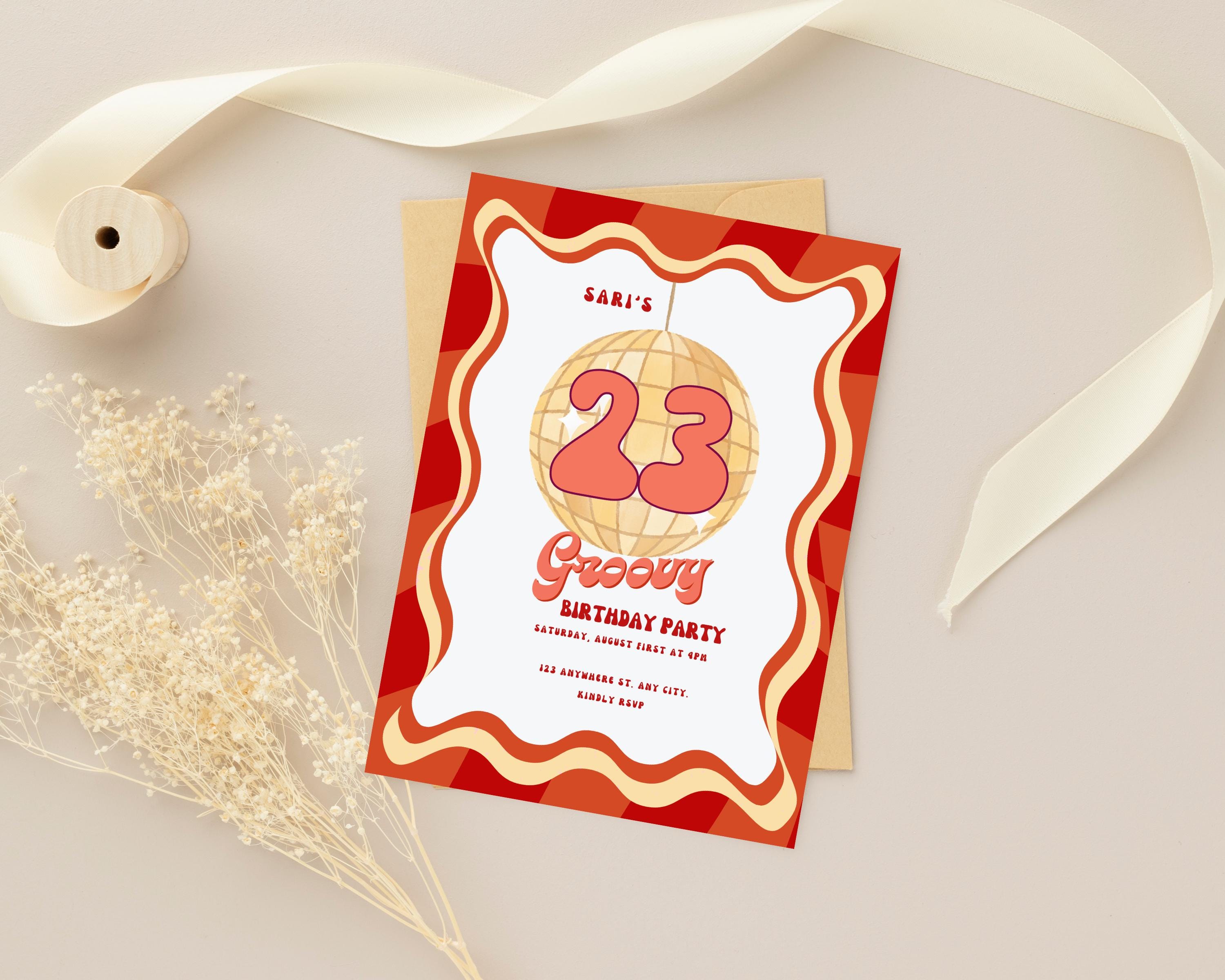 Editable Groovy Birthday Party Invitation 70's Groovy Invitation Bday ...