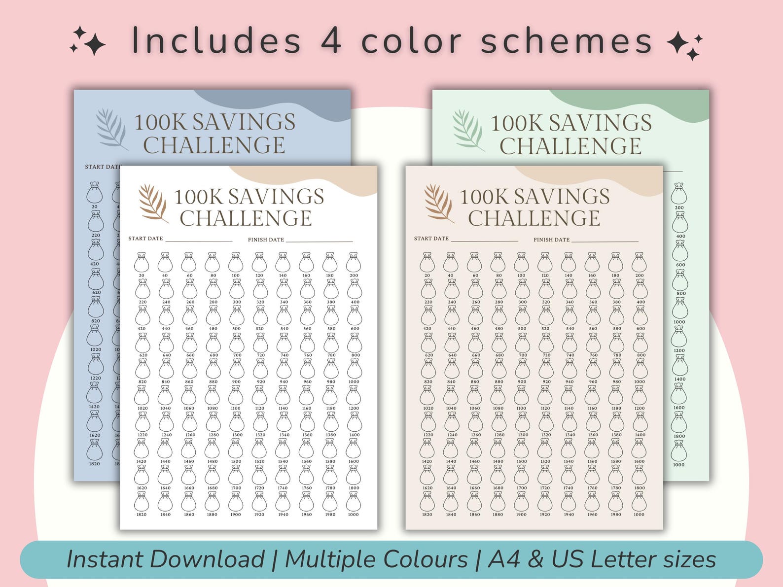 100k Savings Challenge, 100000 Saving Challenge, 100 Envelopes Saving ...