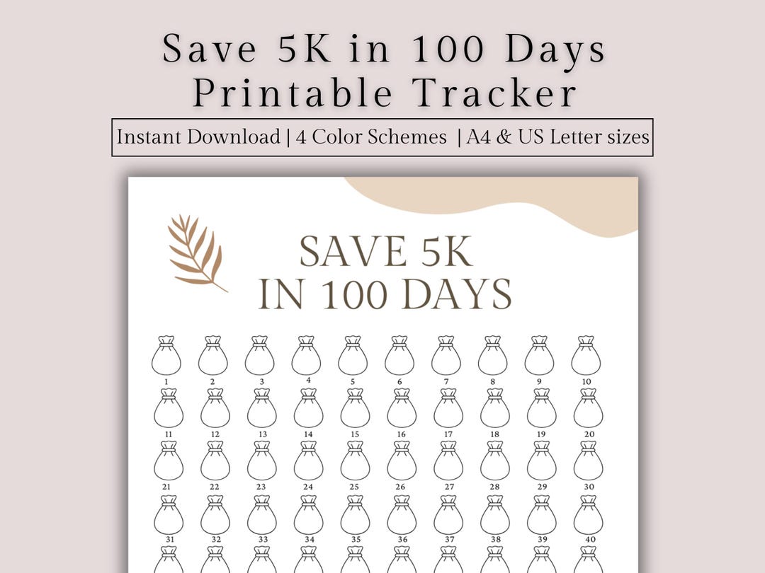 Save 5k Challenge, Save 5000 Challenge, 5k Savings Challenge Envelope ...