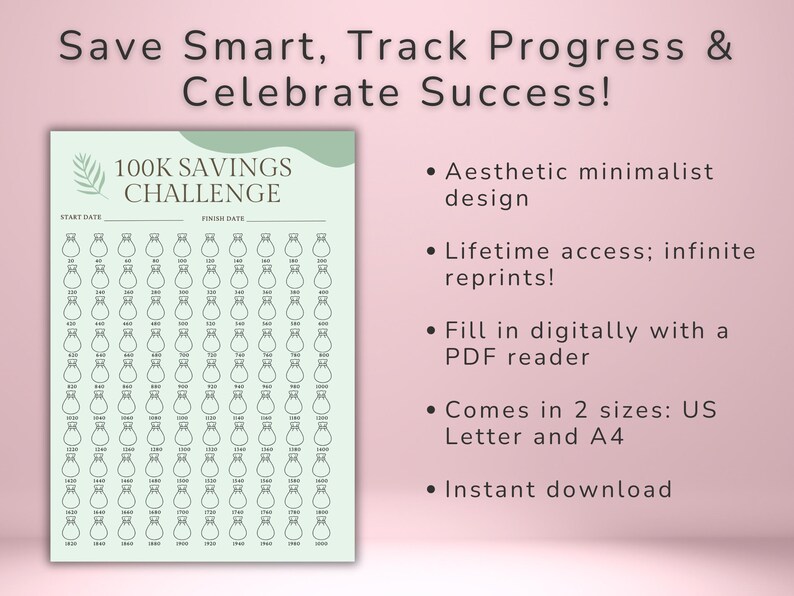 100k Savings Challenge, 100000 Saving Challenge, 100 Envelopes Saving ...