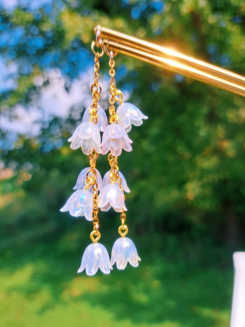 Dangle Flower Hair Sticks Lily of the Valley Metal Hanfu Pins - Etsy