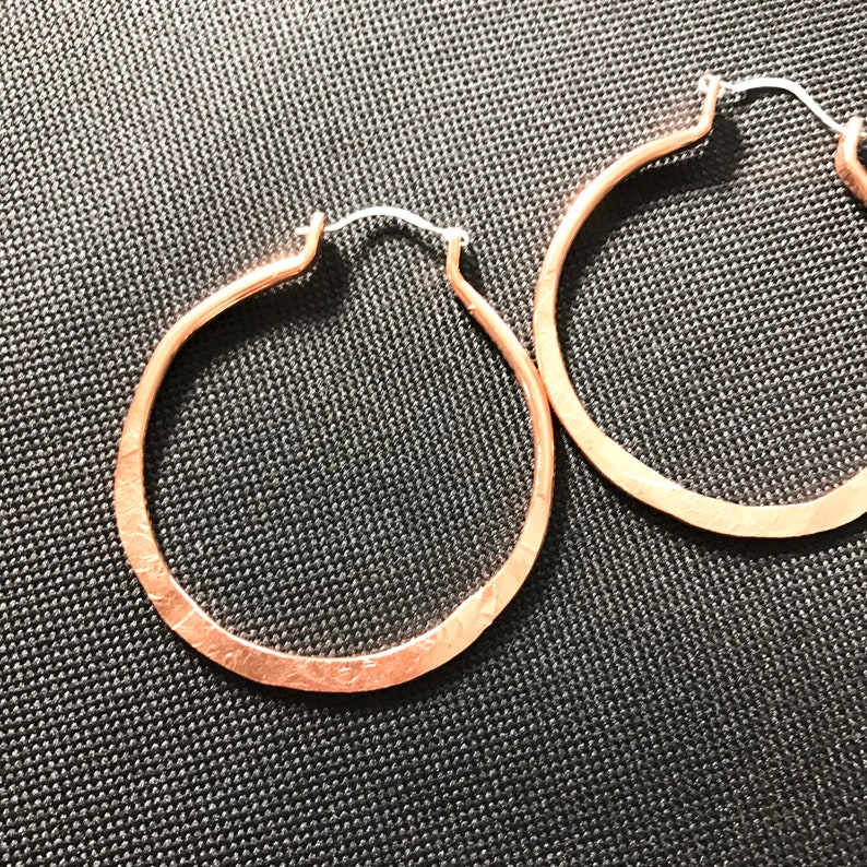 Hammered Copper Hoop Earrings Bohemian Earrings Copper Etsy