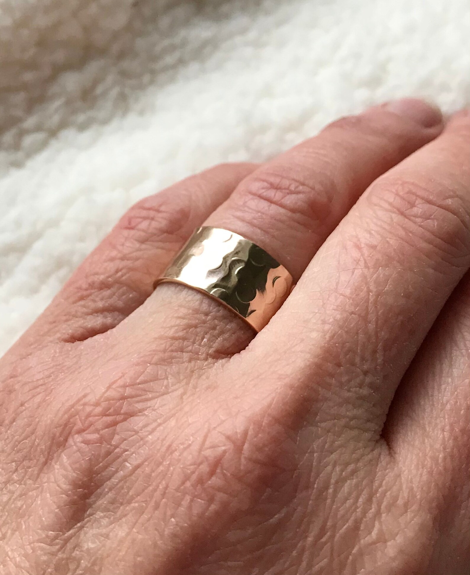 Gold Cigar Band Ring 14K Gold Gold Filled Ring Hammered - Etsy