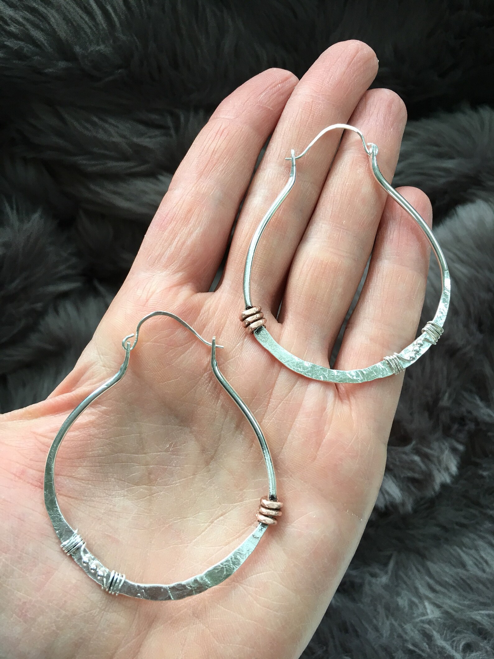 Sterling Silver Hoop Earrings Rustic Earrings Hammered | Etsy