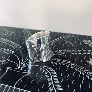 Sterling Silver Hammered Cuff Ring, Cigar Band Ring, Boho Jewelry ...