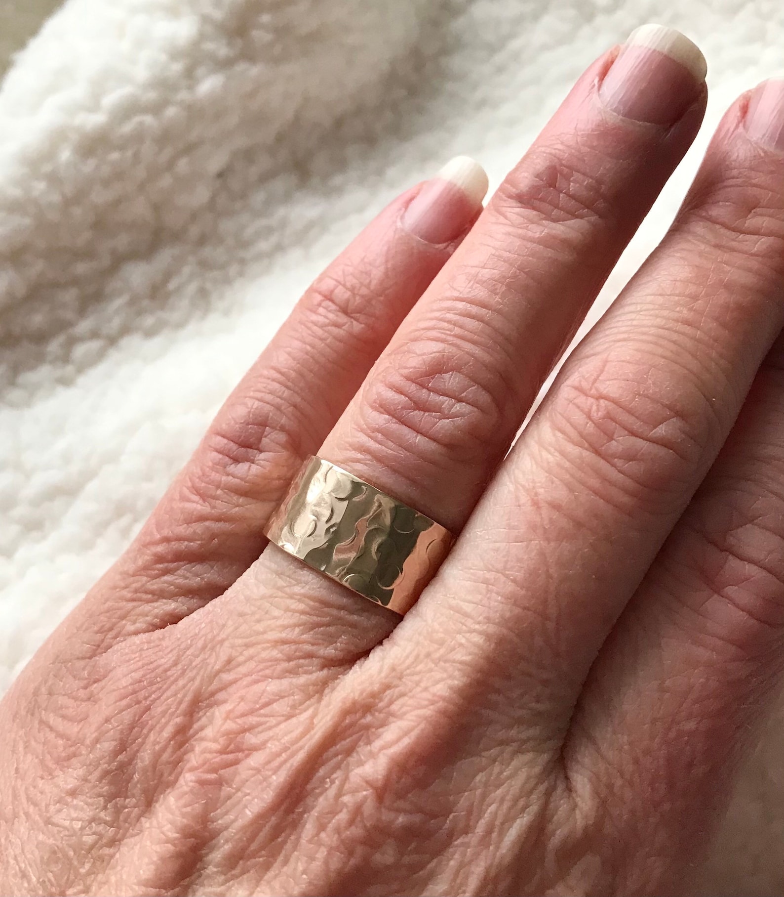 Gold Cigar Band Ring 14K Gold Gold Filled Ring Hammered - Etsy