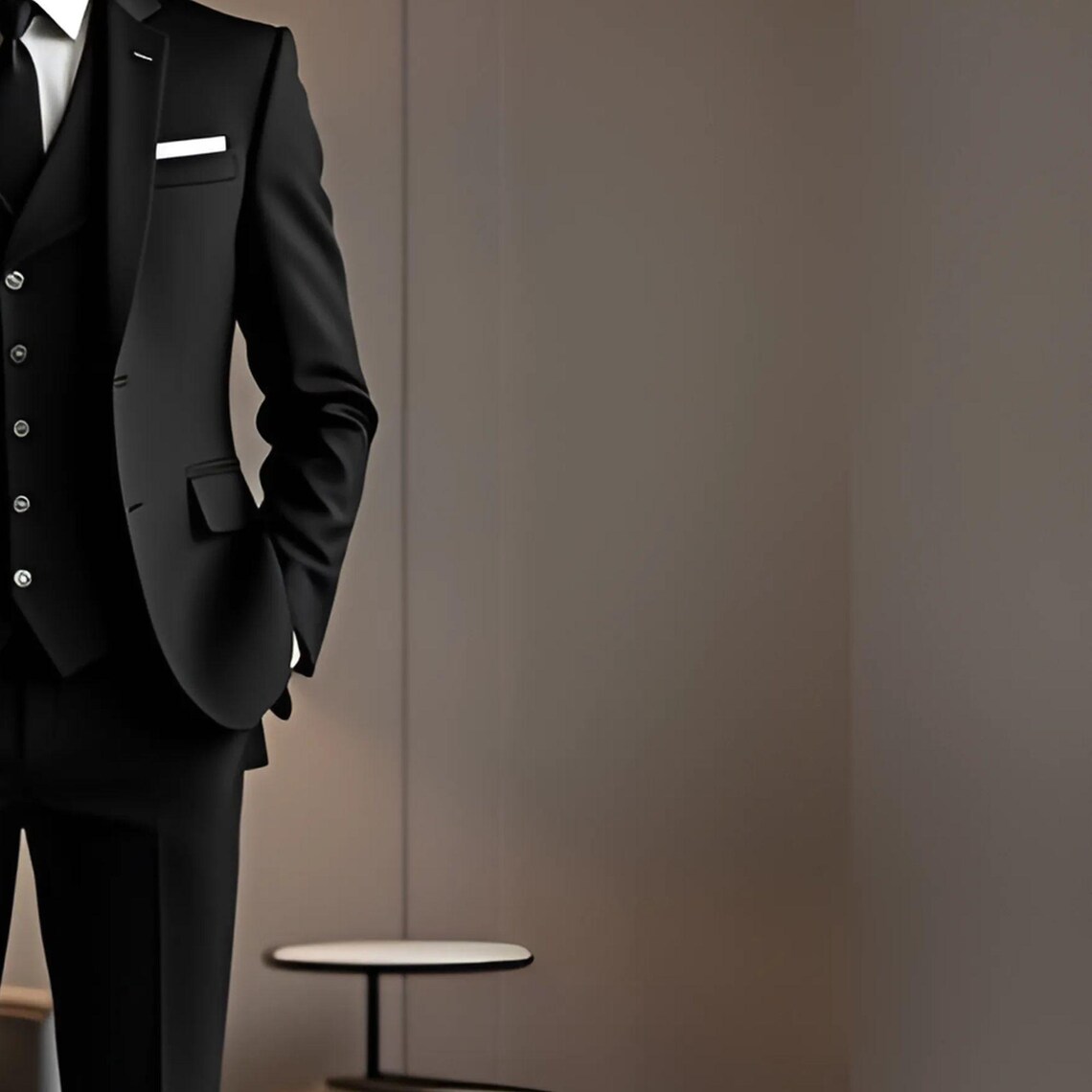 Customized Deep Black 3 Pc Groom Suit | Formal Businessmen Bespoke Suit ...
