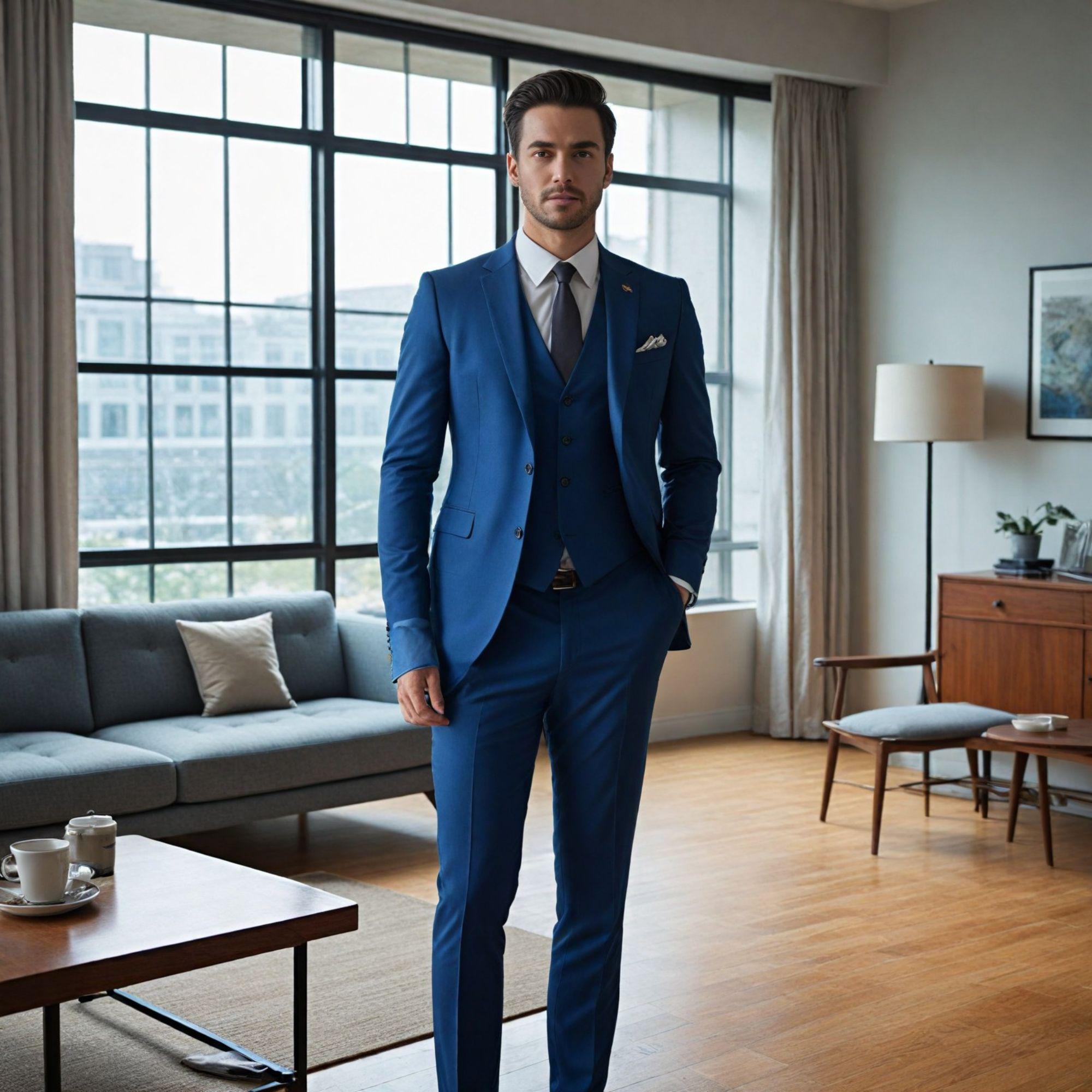 Luxury Blue Personalized Suit Custom Tailored Tropical Wool Blend ...