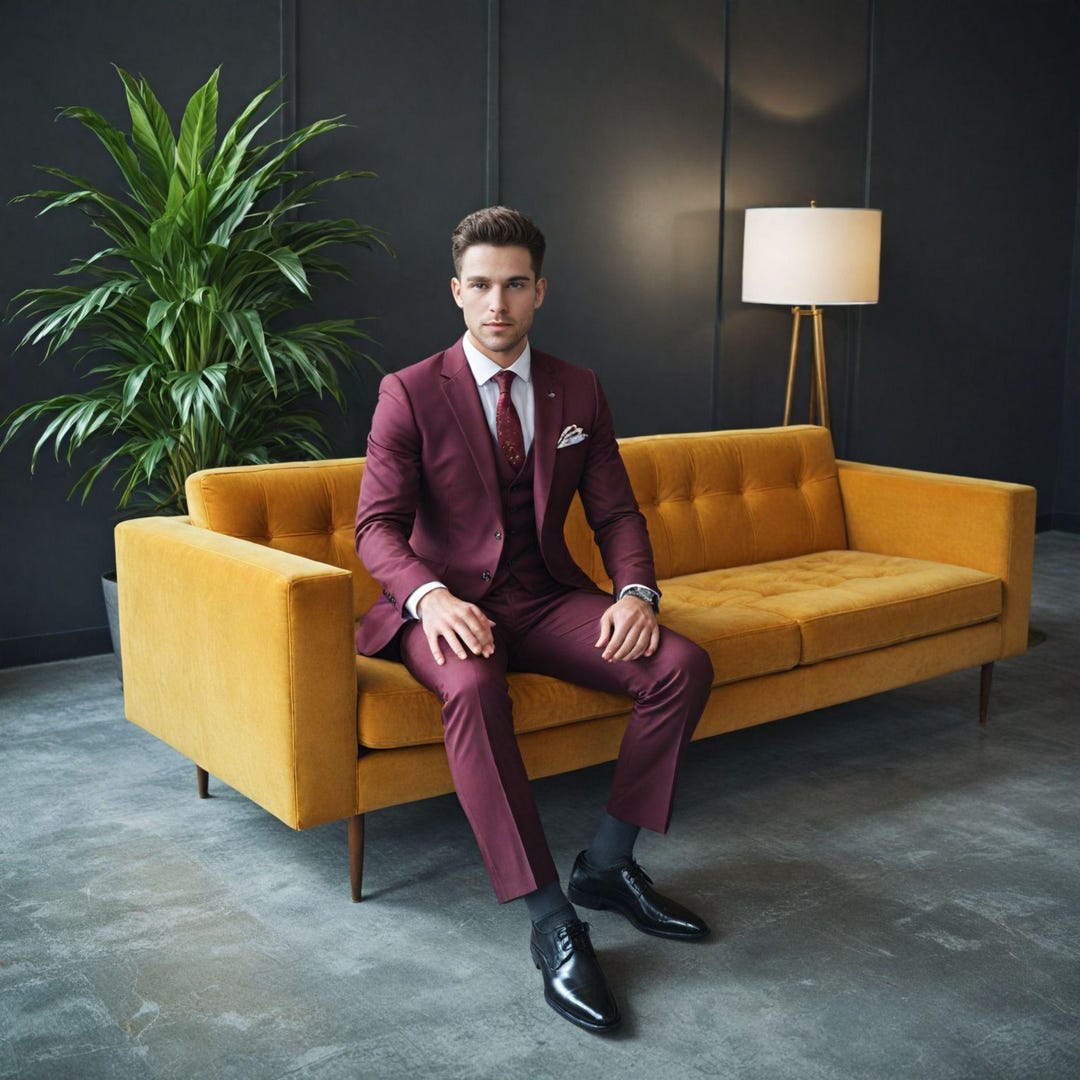 Customized Maroon Wool Blend Suit for Men | Premium Tailored 3-piece ...