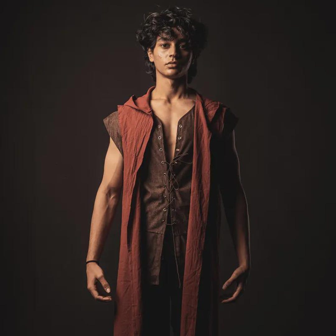 Men's Medieval Vest & Sleeveless Cloak Set | Renaissance LARP Costume ...
