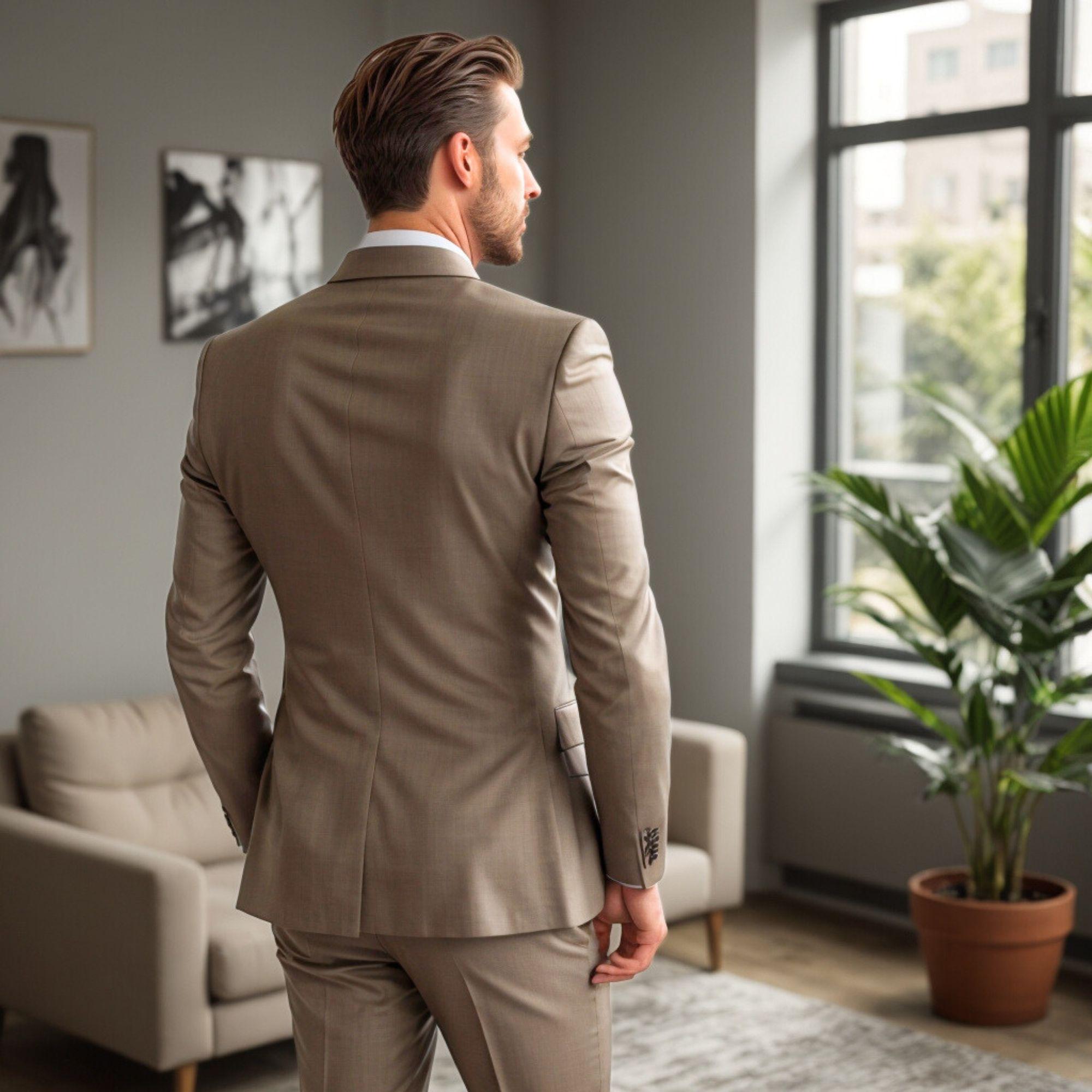 Bespoke Light Brown 3-piece Suit for Men, Premium Office Wear Formal ...