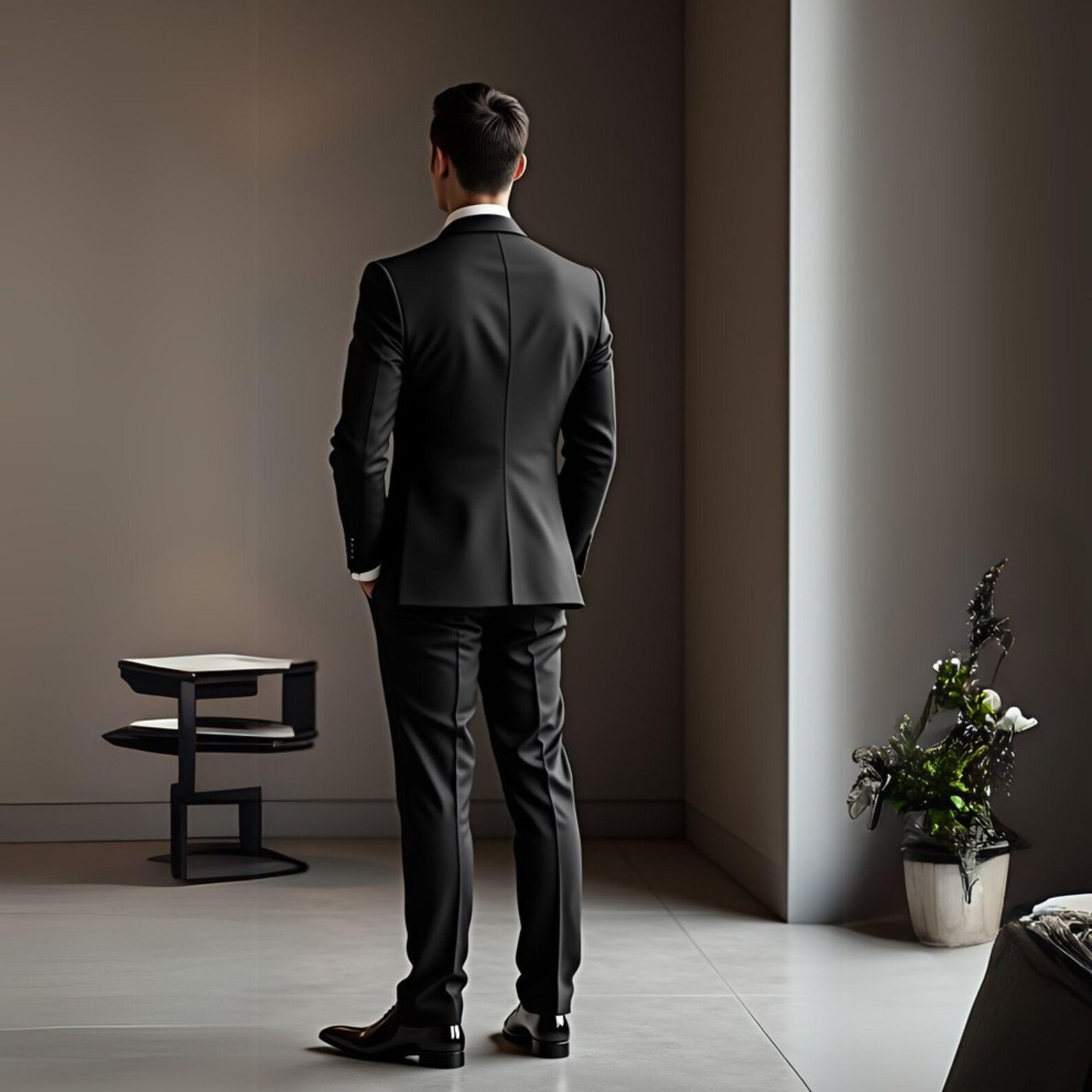 Customized Deep Black 3 Pc Groom Suit | Formal Businessmen Bespoke Suit ...