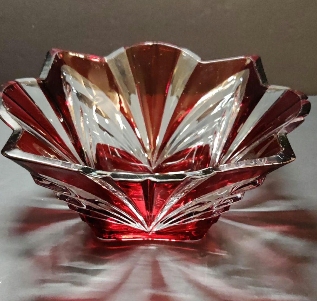 Vintage Fifth Avenue Ruby Red Crystal Bowl - Etsy