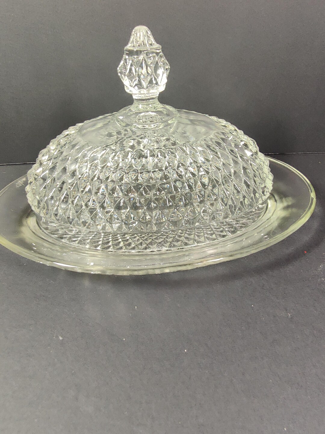 RARE, Vintage Indiana Glass Diamond Pattern Covered Butter Dish - Etsy