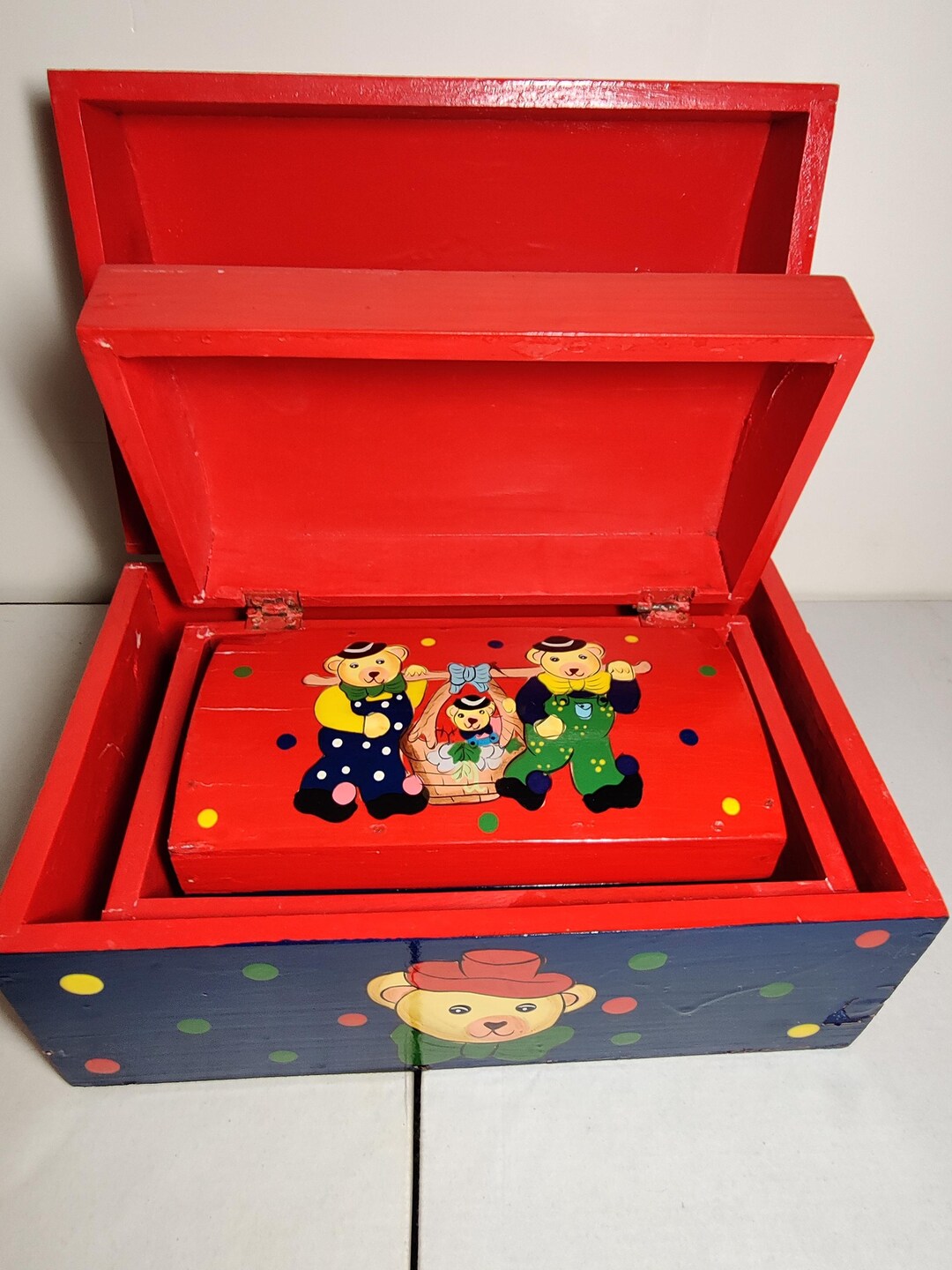 Antique Wooden Hinged Nesting Toy Boxes, Set of 3 - Etsy