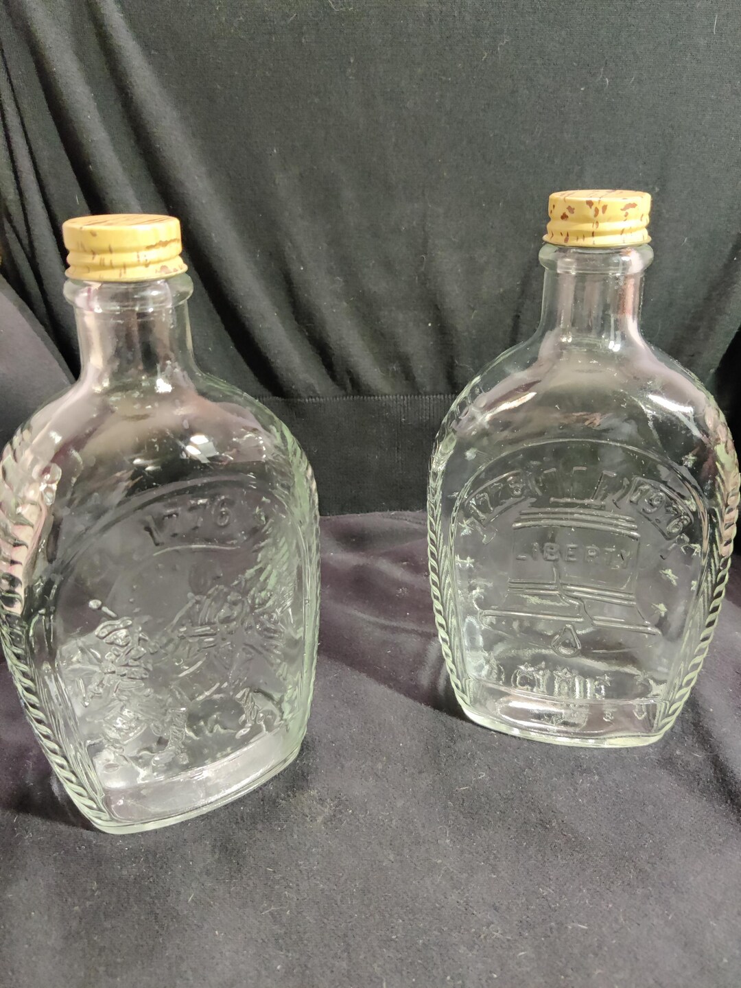 2 Vintage Log Cabin Syrup Glass Bottles With Caps - Etsy