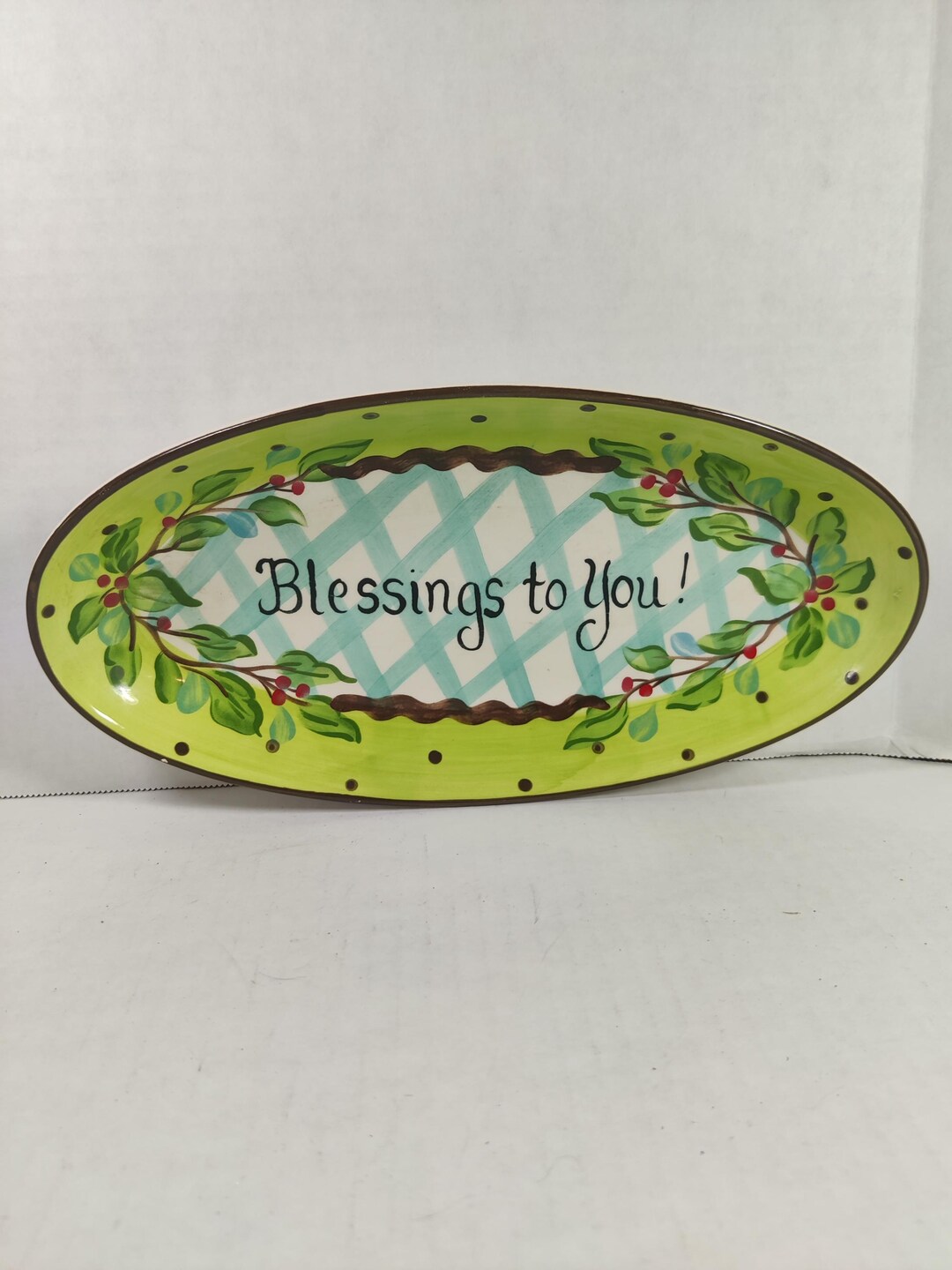 Vintage Goodness Gracious Co. Oblong Ceramic Bread Plate" Blessings to ...