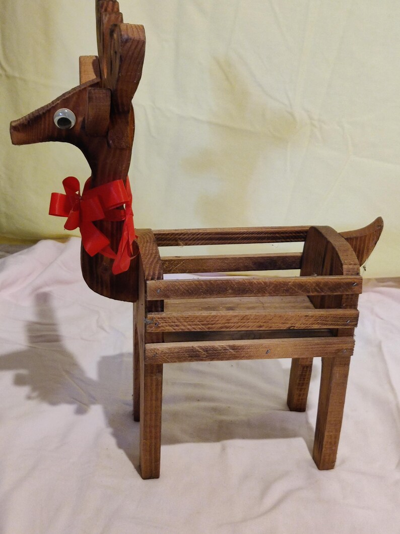 Wooden Reindeer Planter - Etsy