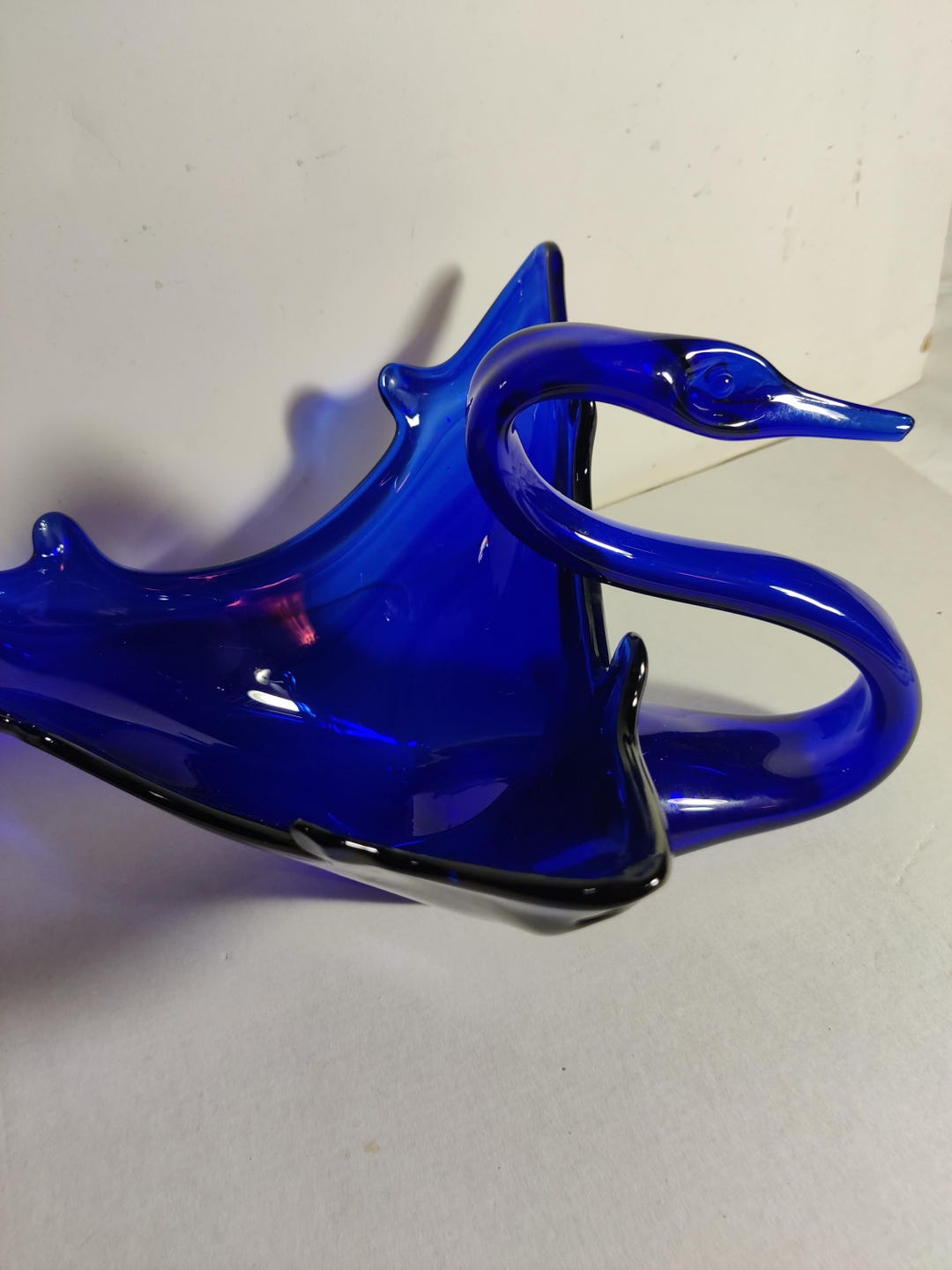 Mid Century Modern Large, Cobalt Blue, Hand Blown Sooner Art Glass Swan ...