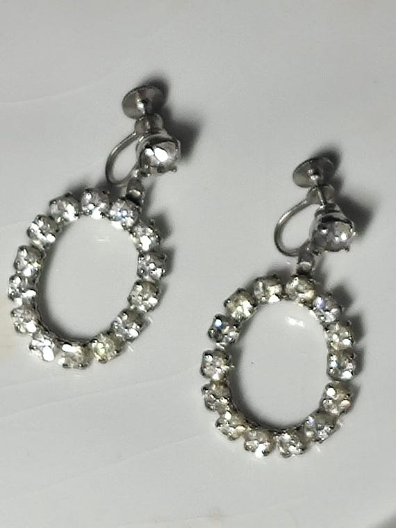 RARE, STUNNING VINTAGE 60's Rhinestone Hoop Earrings/… - Gem