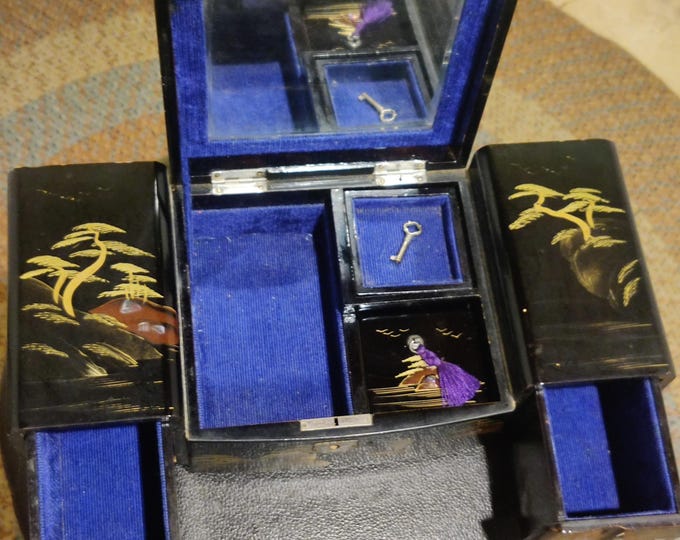 RARE FIND! Vintage Japanese Hand Painted, Lacquered Musical Jewelry Box ...