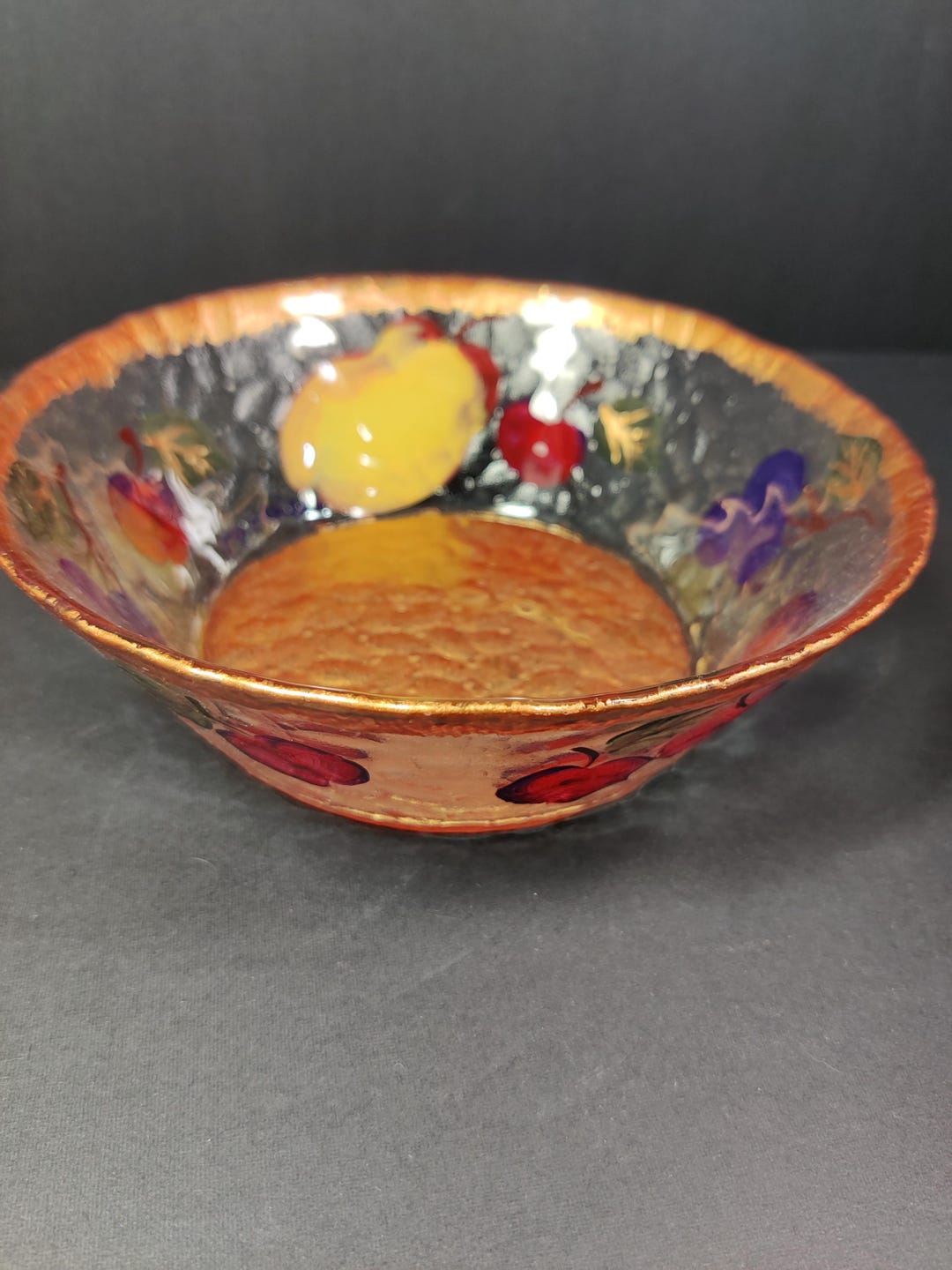 Vintage, One of A Kind, Handpainted & Signed Textured Glass Bowl/ 2" X ...