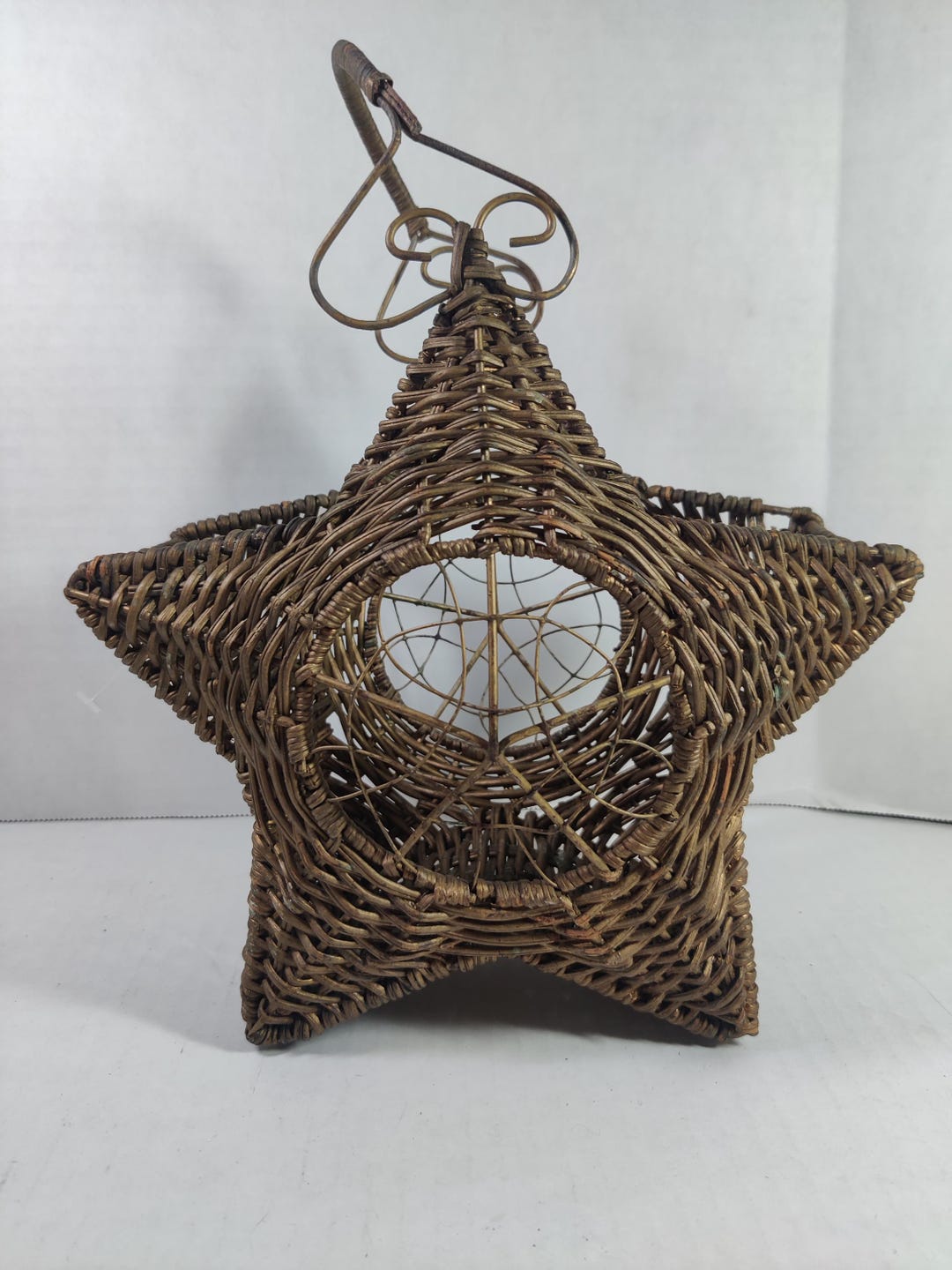Rare, Gold Wicker Star - Shaped Basket With Handle - Etsy